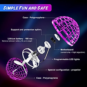 Kidsjoy Flying Orb Ball Hover Ball: 2024 Cool Toys Boys Girls Gifts Floating Boomerang Balls Flying Spinner Mini Drone Fly Birthday Gift Ideas for Teens 6 7 8 9 10 11 12 Year Old Boy Girl(Purple)