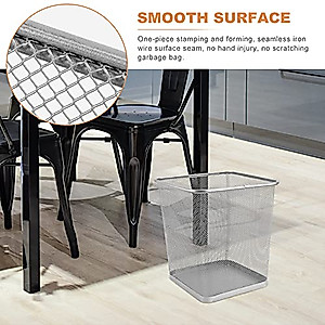 Zerodeko Metal Garbage Waste Basket Wire Mesh Waste Basket Recycling Bin Small Waste Basket Trash Can for Near Desk Recycling Garbage Container Bin for Office Home Bedroom Waste Paper Basket Silver