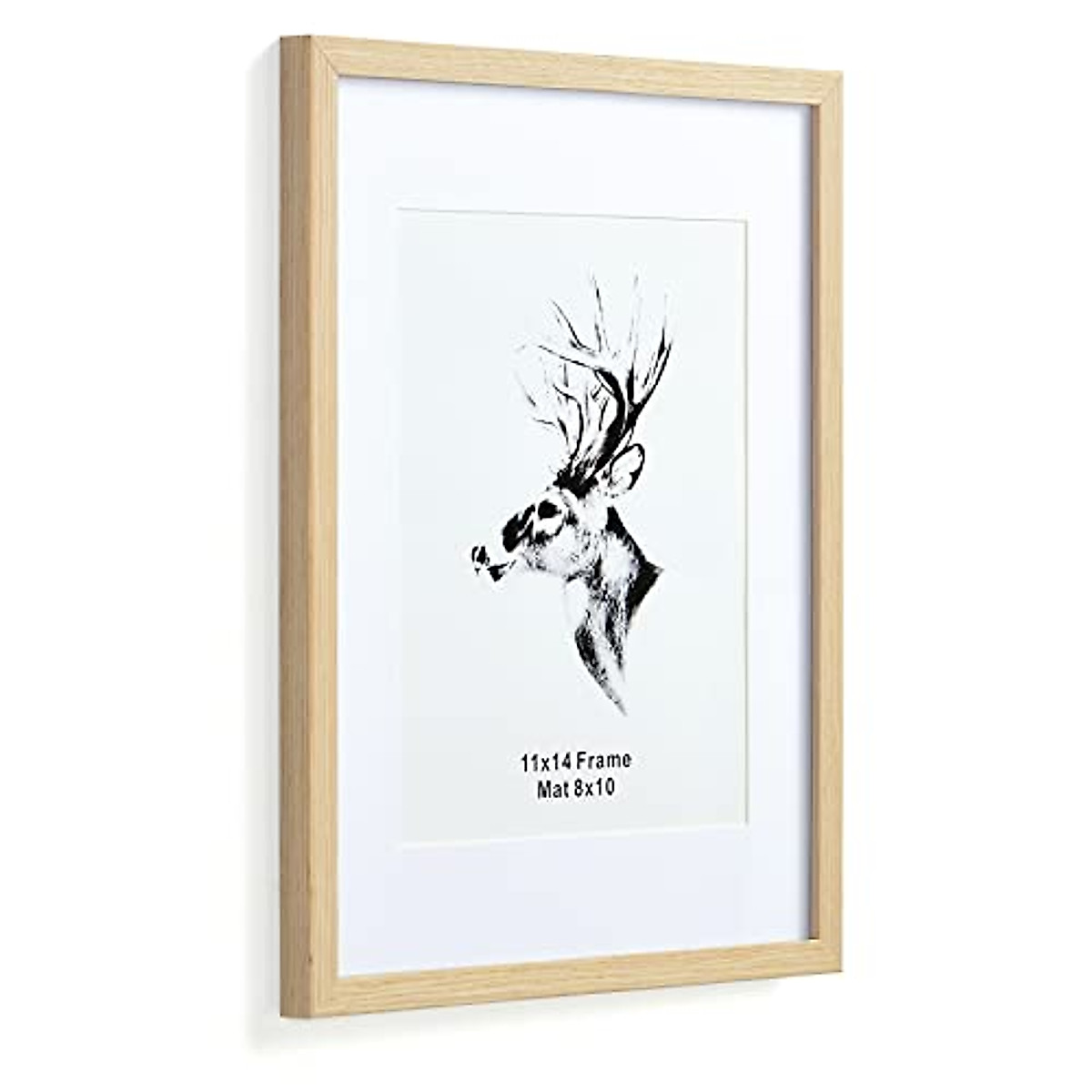 Yaetm 11x14 Picture Frame with Mat for 8x10 Set of 2, Solid Oak Wood Photo Frames with Tempered Glass, 11 x 14 Frames for Horizontal and Vertical Wall Mounting (2 pack, Oak)