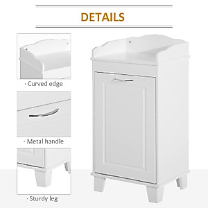 CHARMMA 31" Tilt Out Laundry Hamper, Free Standing Home Organizer Hamper, Bathroom Storage Cabinet, White