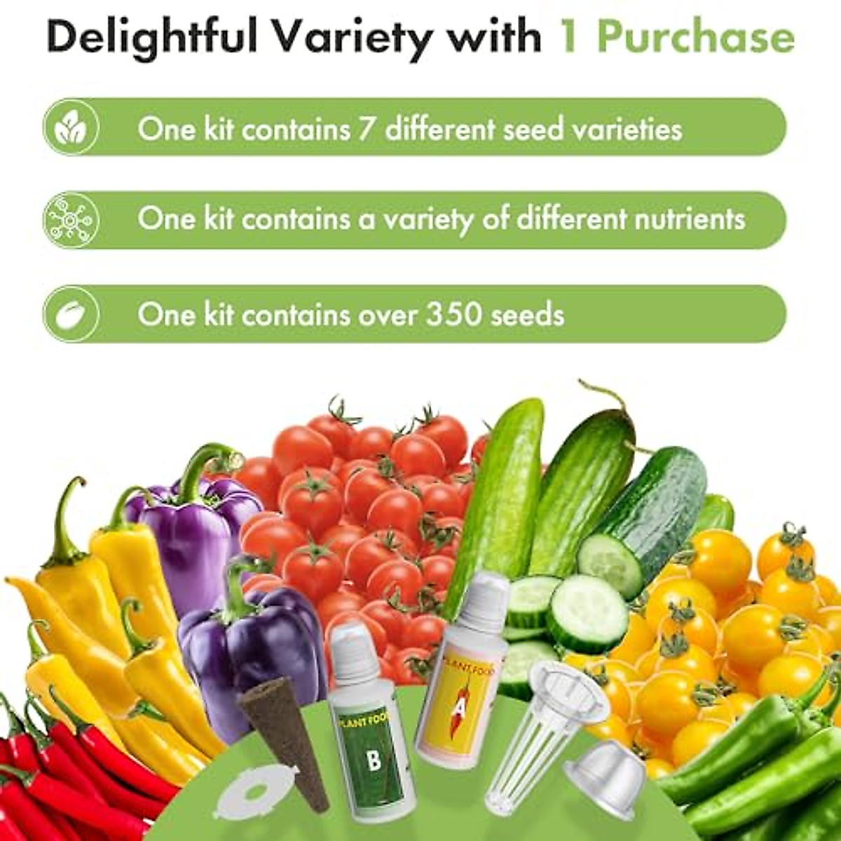 LYKOCLEAN Tomato Seed Pod Kit for AeroGarden Hydroponics Growing System, 350+ Seeds, Include Red Pepper, Green Pepper, Yellow Pepper, Purple Bell Pepper, Cucumber, Red Cherry Tomato, Golden Tomato