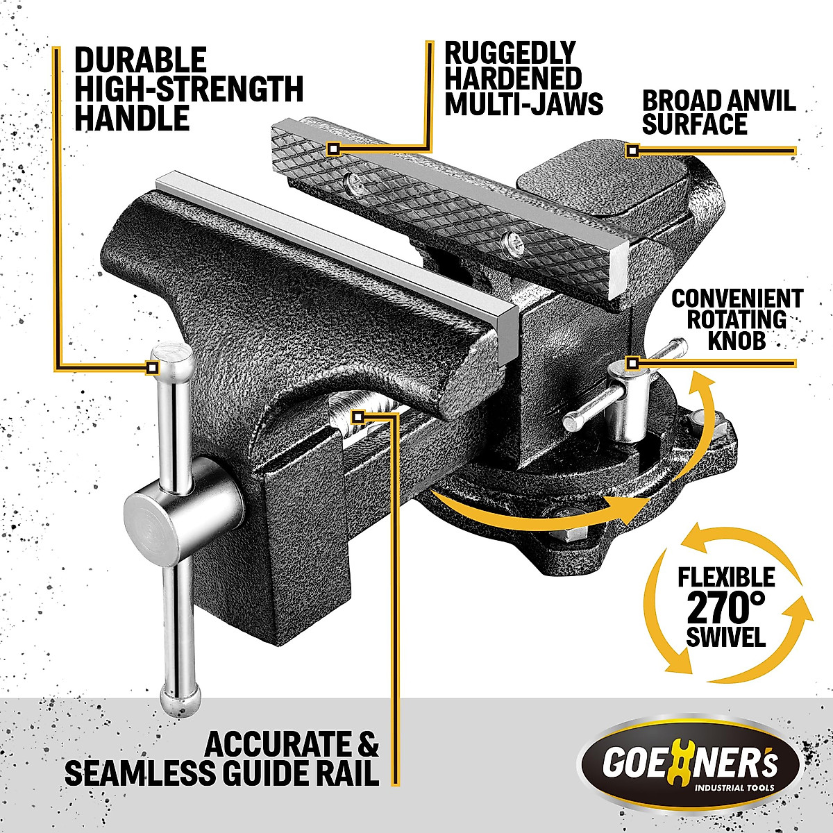 [Upgraded] Bench Vise 6” - Table Vice For Workbench, Utility Vise with Heavy Duty Cast Iron, Multi-Jaw, 270 Degree Swivel Base, Larger Anvil, Easy Adjustment for Woodworking, Workshop DIY Uses