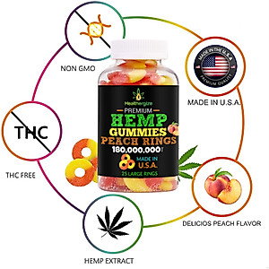 2PACK Hemp Gummies-Fresh Fruity Bears and Delicious Hemp Gummy Peach-for Sleep, Calm and Relax-Inflammation Natural Hemp Party-Made in USA