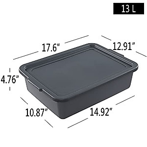 Ggbin 13 L Commercial Bus Tub with Lid, Grey Restaurant Bus Bin, 3 Packs