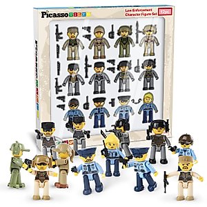 Picasso Toys Magnetic Action Figures Character Law Enforcement for Construction Building Block Tiles Toy Set Magnet Expansion Variety Pack Educational STEM Learning Kit Pretend Playset PTA12