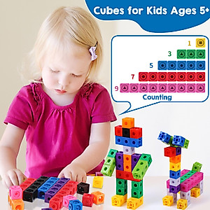 Libima 500 Pieces Math Manipulatives Cubes Set Number Toy Blocks Linking Colorful Cubes Math Cubes for Aged 6+ Counting Cubes Blocks Educational Cube Toys Math Counter Preschool Learning Activities