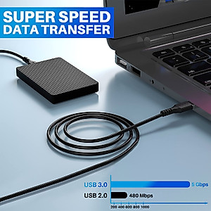Short USB to USB Cable 2 Feet, USB 3.0 Male to Male Cord, Type A 5Gbps Data Transfer Cable for Hard Drive, Laptop, DVD Player, USB 3.0 Hub, Monitor, Camera, Set Up Box with 5 pcs Cable Ties- 2 ft