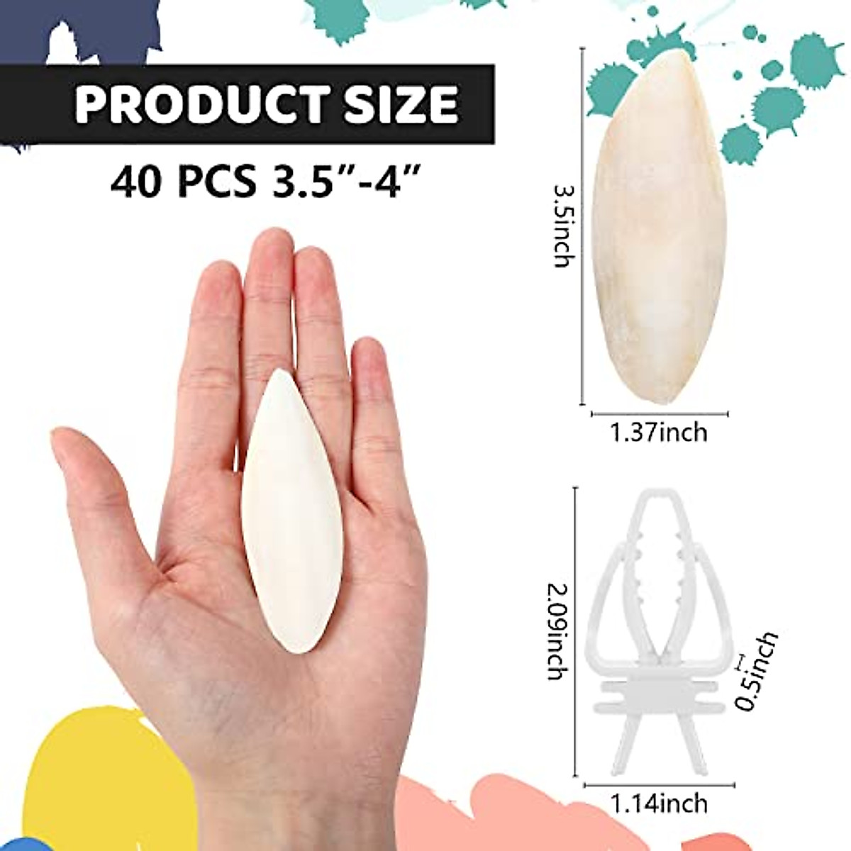 40 Pcs Cuddle Bone Cuttlefish Bone 3.0" to 3.5" Cuttlebone for Birds with 1 Parakeet Cuttlebone Holder Bird Cage Food Clip, Parakeet Toys Chew Toy for Birds Parrots Cockatiels Budgie Snails Reptiles