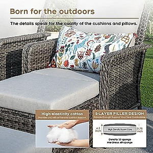 Yechen 9 Pieces Outdoor Patio Furniture, PE Rattan Wicker Conversation Set with 44" 55000BTU Fire Pit Table Sectional Sofa Sets, Patio Conversation Sets for Yard, Pool, Beige
