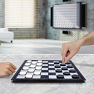 QuadPro Magnetic Travel Checkers Board Game Set with Folding Board Family Educational Toys for Kids and Adults