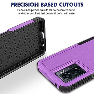 Jeylly for OnePlus Nord N300 5G Case, Matte Texture Shockproof TPU Bumper Hybrid Design Phone Case for OnePlus Nord N300, Military Grade Drop Protective Cover for Women Men, Purple