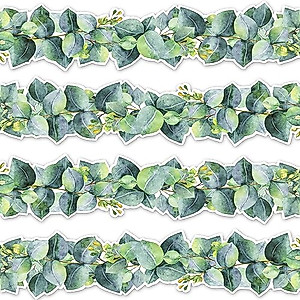 Bulletin Board Borders Decorations, Classroom Borders for Bulletin Board - Eucalyptus Die-Cut Border Bulletin Board Trim Decor, Greenery Classroom Wall Decor, Green Plant Bulletin Board Border (59Ft)