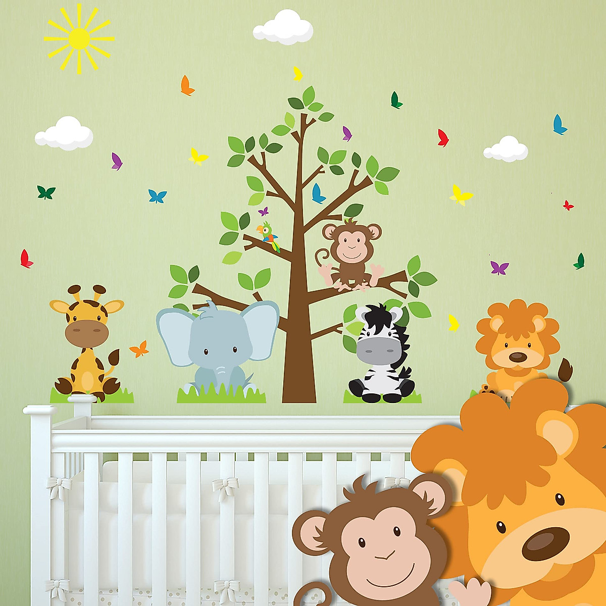 Baby Safari Animals Wall Decals 30pcs for Kids Bedroom - Rooms and Stickers