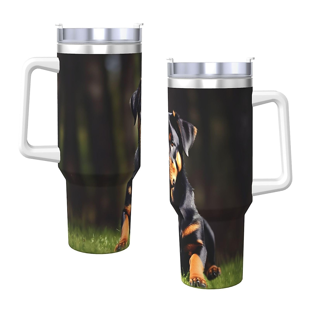 VANTUT Rottweiler Wallpaper 40oz Ice Bully With Handle Portable For Hot Cold Drinks,Travel, Gym,Home,And Outdoor Activities