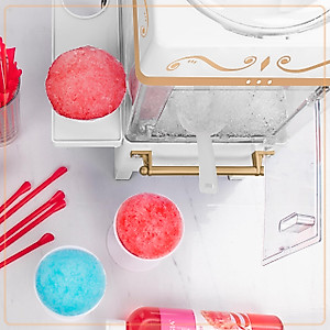 Nostalgia Snow Cone Shaved Ice Machine - Retro Table-Top Slushie Machine Makes 20 Icy Treats - Includes 2 Reusable Plastic Cups & Ice Scoop - White