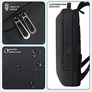 KINGSLONG 15.6-16 inch Slim Laptop Backpack for Men,Lightweight Waterproof Travel Computer Bag with USB Port Black