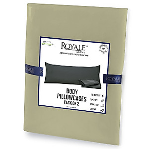 Royale Linens Body Pillow Cover - Double Brushed 1800 Microfiber - 20"x54" with Hidden Zipper Closure - Wrinkle & Fade Resistant - Super Soft Body Pillowcase 2 Pack (Sage, Pack of 2)