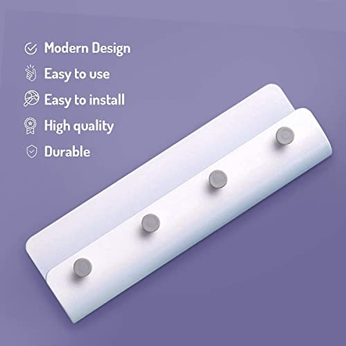 Self-Adhesive Wall Mount Mail Letter Holder with 4 Key Hooks Organizer ~ Holds Car/House Keys, Leashes, Mails, Phones (White)