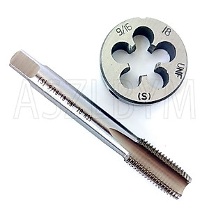 9/16-18 UNF Tap and Die Set 4 Flutes HSS Bottom Taper RIight Hand Thread Tap And Round Thread Die Set