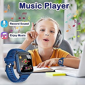 Kids Game Smart Watch for Kids with 24 Puzzle Games HD Touch Screen Camera Music Player Pedometer Alarm Clock Calculator Flashlight 12/24hr Kids Watches Gift for 4-12 Year Old Boys Toys for Kids