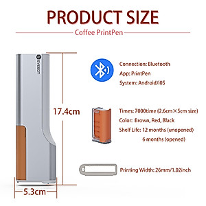 EVEBOT Handheld Food PrintPen Portable Mini Coffee PrintPen Latte Art Macaron Cookie DIY Design PrintPen, Christmas Gifts Bluetooth 4.2 - Brown, Red and Black 3PCS Colors