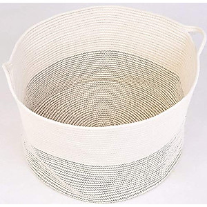INDRESSME XXX Large Woven Rope Basket (Set of 2)-Storage Basket with Handles Decorative Hamper for Blankets Pillows or Laundry