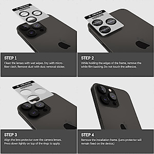 Pelican Camera Lens Protector w/ Aluminum Rings for iPhone 15 Pro Max/iPhone 15 Pro - 9H Tempered Glass - Durable Anti-Scratch, Anti-Shatter, HD View w/Night Shoot, Case Friendly, Easy Install - Black