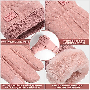 SATINIOR 3 Pairs Women's Winter Warm Touchscreen Gloves Windproof Thermal Texting Gloves Elastic Cuff Winter Gloves for Women Girls Winter Running Cycling (Black, Grey, Pink)