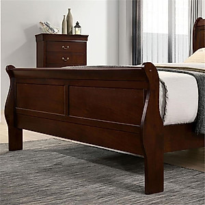 Furniture of America Jussy Transitional Solid Wood Cal King Sleigh Bed in Cherry