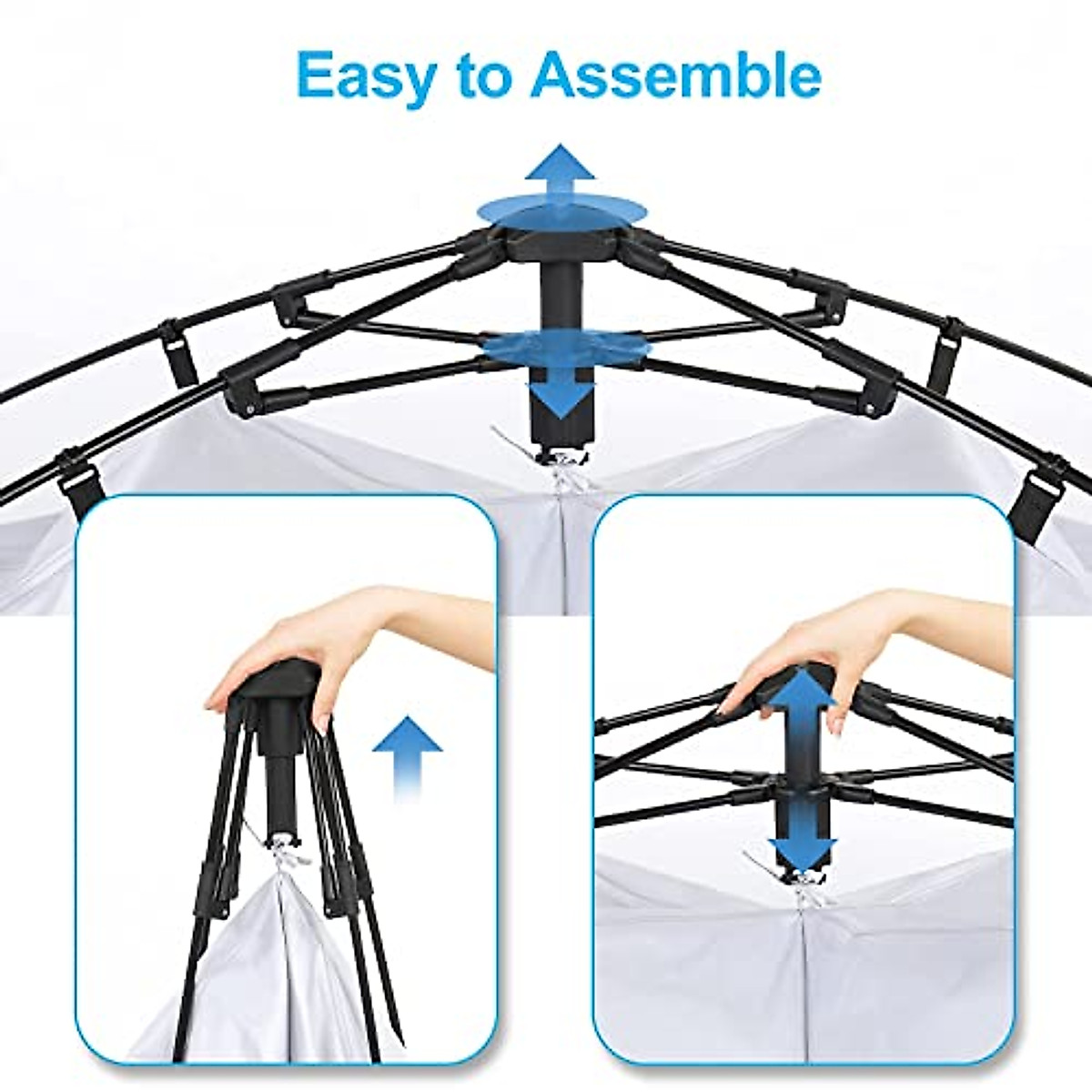 VINGLI 2 Room Shower Tent, 7.5 FT Instant Pop Up Shelter with Carrying Bag, Privacy Changing Room Tent,Perfect for Portable Toilet, Camping, Dressing, Outdoor Indoor, Easy Set Up (Blue)