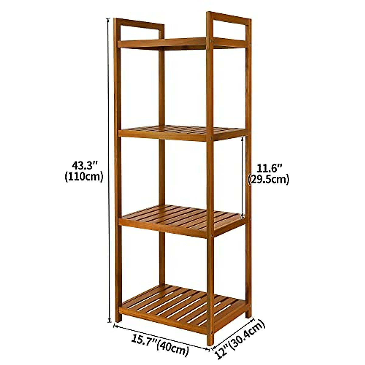 Utoplike Teak Wood Bathroom Shelf Organizer Stand, Standing Shelves Shower Caddy Units, Freestanding 4 Tier Bath Storage for Floor, Kitchen, Office