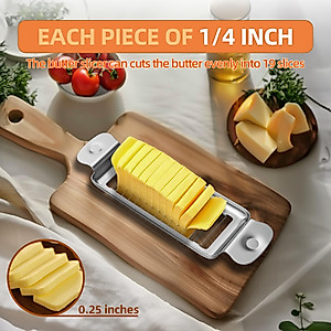 Butter & Cheese Slicer, ENLOY Stainless Steel Multipurpose Cheese Slicer Food Cutter, Cheese Slicer with Ergonomic handle for block cheese, Butter Slicer Cut Into 1/4 Inch on Average, Dishwasher Safe