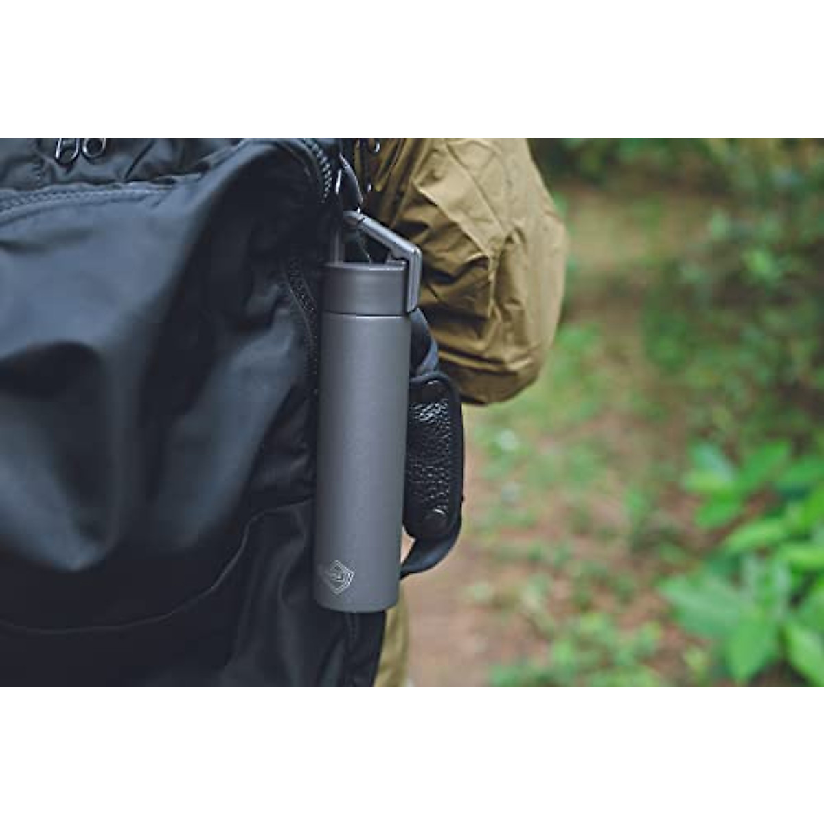 Poketle Personal Insulated Bottle with Hanging Carabiner, Outdoor Portable Bottle, Tall 180ml, Charcoal Gray