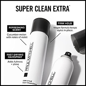 Paul Mitchell Super Clean Extra Finishing Hairspray, Maximum Hold, Shiny Finish, For All Hair Types, 9.5 oz.