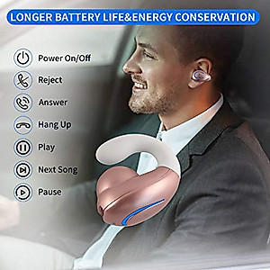 Sunffice Bluetooth Headset, Single Ear BT5.0 Ultralight Wireless Headphone Cell Phone Earpiece Ear Clip with Mic, Noise Canceling Handsfree Driving Earbud for iPhone, Android,Samsung Smartphone(Pink)