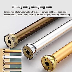 RENLXFI Hanger Bar Wall Mount, Aluminum Alloy Round Closet Rod for Bathroom Wardrobes Windows Balcony, Clothing Garment Rail, with end Supports (Size : 30cm/11.8in)