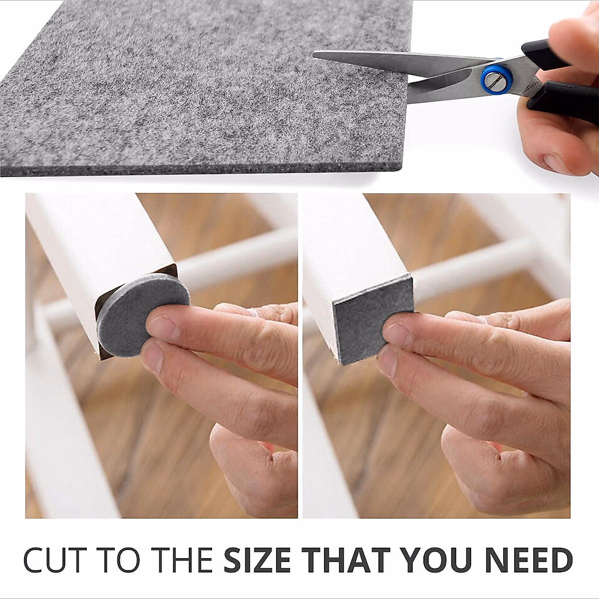 X-Protector Felt Furniture Pads 3 PCS - (1) 47" x 4" + (2) 47" х 0.8" - Grey Felt Tape - Multi-Purpose Felt Strips with Adhesive Backing - Premium Felt Roll - Sticky Felt for Surface Protection & DIY