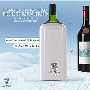 12 Degrés Wine Chiller Set - Perfect Wine Gifts for Women & Men - Stainless Steel Insulated Wine Cooler with Wine Pump, Aerator & 4 Stoppers (White Matte)