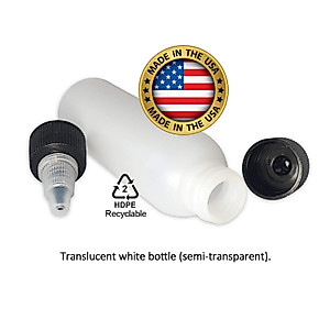 510 Central Cosmo Bottles with Twist Top Dispensing Caps (2oz, 25 pack) - HDPE Plastic Bullet Shape - Made in USA