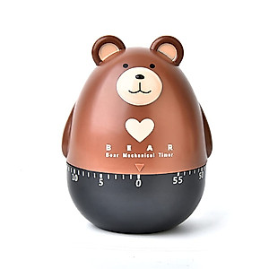 Mechanical Kitchen Timer Cute Cartoon Animal Timers 60 Minutes Mechanical Kitchen Cooking Timer Clock Loud Alarm Counters Mini Size Manual Timer (F)
