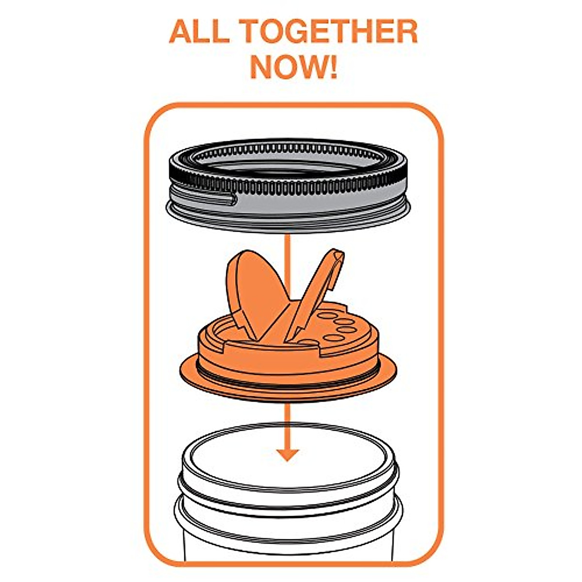 Jarware Spice Lids for Regular Mouth Mason Jars, Set of 2, Orange and Blue