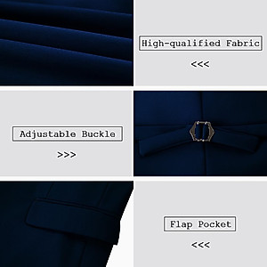Mens 3 Piece Suit Jacket Vest Pants for Wedding and Formal Events Regular Classic Fit Suits for Men Navy-M
