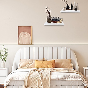 LDHHYH 2 Pack 12 x 8 Inch Floating Shelves for Wall, White Solid Wood Wall Shelf, Small Wall Mounted Floating Shelves for Bathroom, Living Room, Bedroom, Kitchen, Home Decor