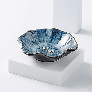 C&Xanadu Ring Holder, Leaf Shape Decorative Earring Stand, Jewelry Tray, Key Bowl, Trinket Dish for Women Birthday Gifts, Great Gifts for Friends, Leaf Blue