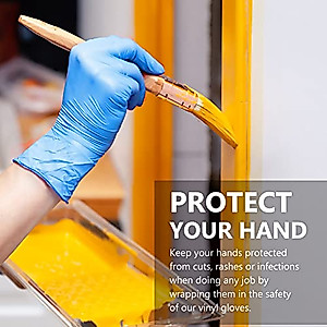 squish Disposable Gloves, 100Pcs Blue Vinyl Blend Exam Gloves Non Sterile, Powder Free, Latex Free - Cleaning Supplies, Kitchen and Food Safe(Pack of 100) (Blue Large)