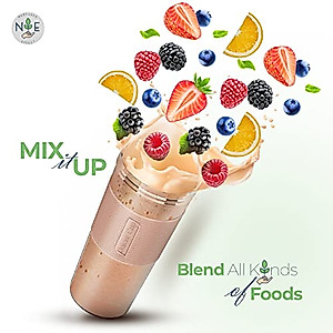 Nurtured Effect Portable Blender for Shakes and Smoothies, Personal Blender Cup, Fresh Juice Blender Bottle, Travel Blender made with BPA-Free Materials, USB Rechargeable, Mini Blender for Juice or Smoothies, Smoothie Maker