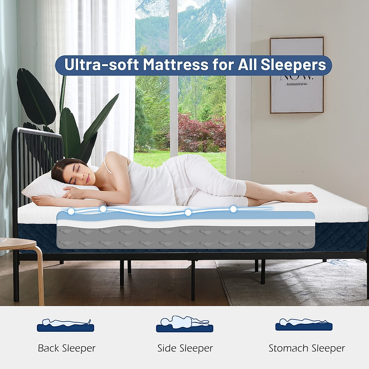 Giantex 10-Inch Full Size Mattress, Hybrid Mattress w/Gel Infused Memory Foam & Bamboo Charcoal Foam, Medium Plush Mattress w/Breathable Jacquard Fiber Cover, CertiPUR-US, Mattress in a Box