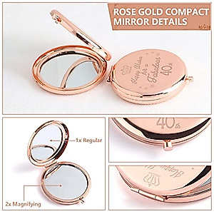 GOGOPARTY 40th Birthday Gifts for Women, Rose Gold 40th Birthday Decorations Including 40th Birthday Crown, Sash, Cake Topper, Candle, Compact Mirror, Birthday Card, 40th Birthday Gift Set for Women