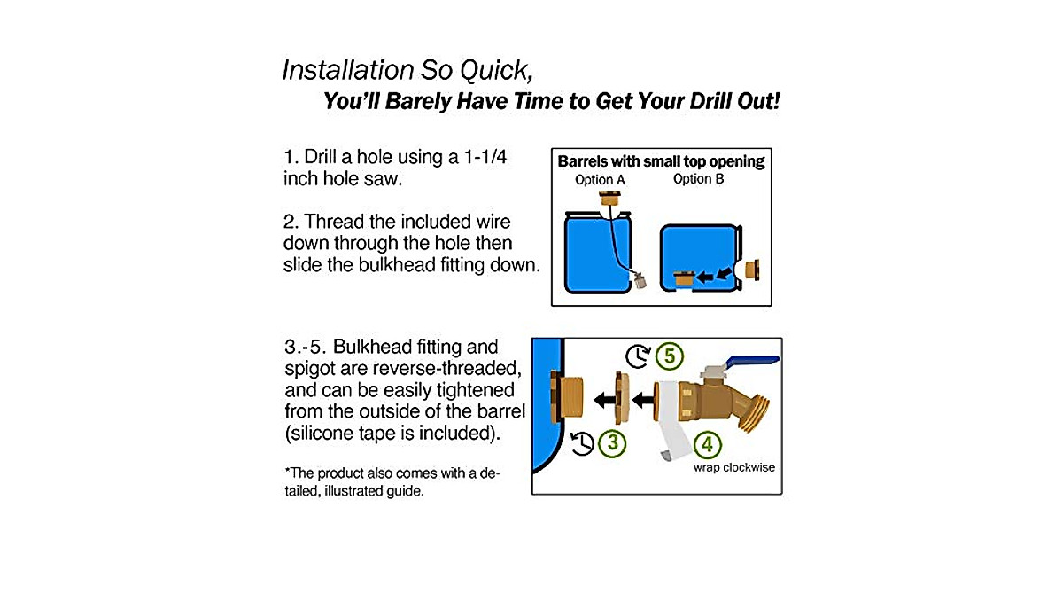 Renator Brass Rain Barrel Spigot Kit - Leak-Proof, Lead-Free & Easy to ...