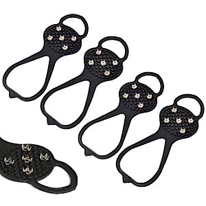 2 Pairs Ice Cleats for Shoes and Boots Mountaineering Ice Snow Grips, Traction Cleats Grips Crampons Spikes 10 Point Cleats for Walking on Ice and Snow, Jogging, Hiking (L-Size)